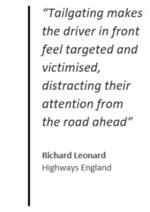 Highways England footage shows dangers of tailgating